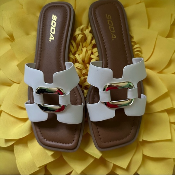 Soda | Shoes | Soda White Slide Sandals | Poshmark